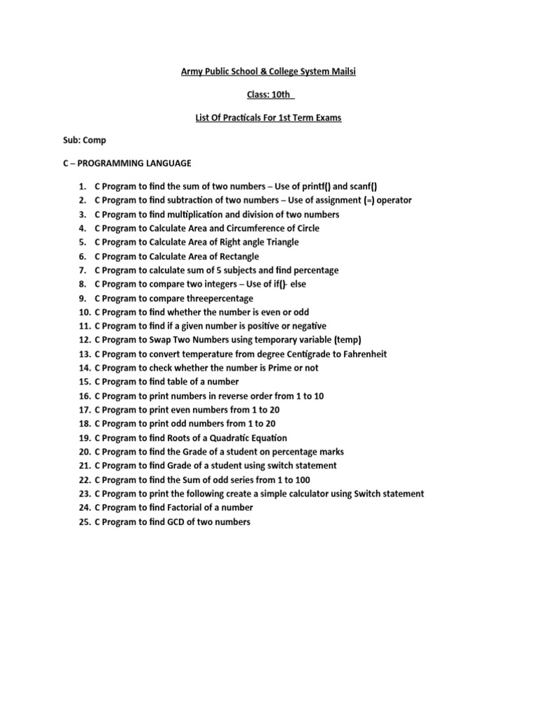 Practical 10th Class. | PDF