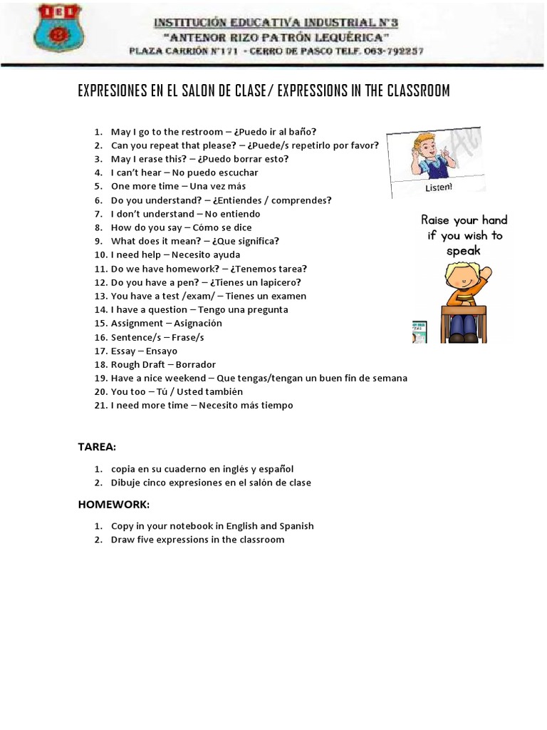 Expresiones en El Salon de Clase | PDF | Crecimiento personal y ...