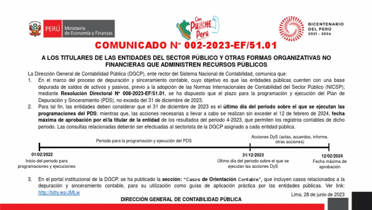 Comunicado 002 2023EF5101 | PDF | Contabilidad