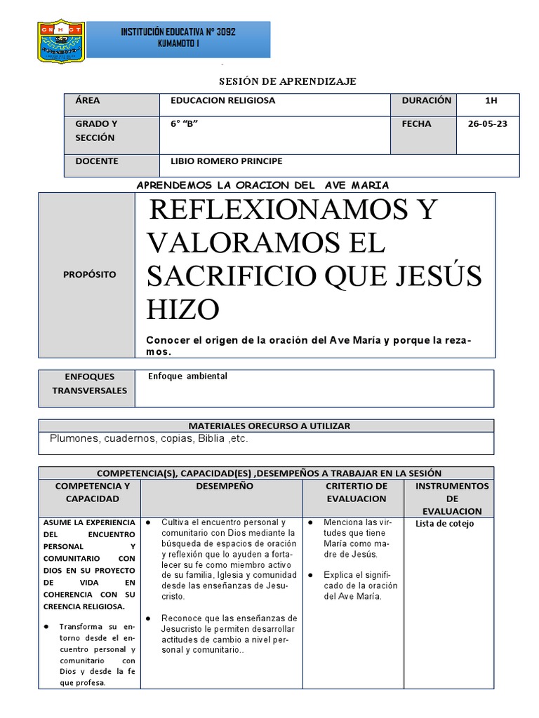 APRENDEMOS LA ORACION DEL AVE MARIA | PDF | María, madre de Jesús | Oración