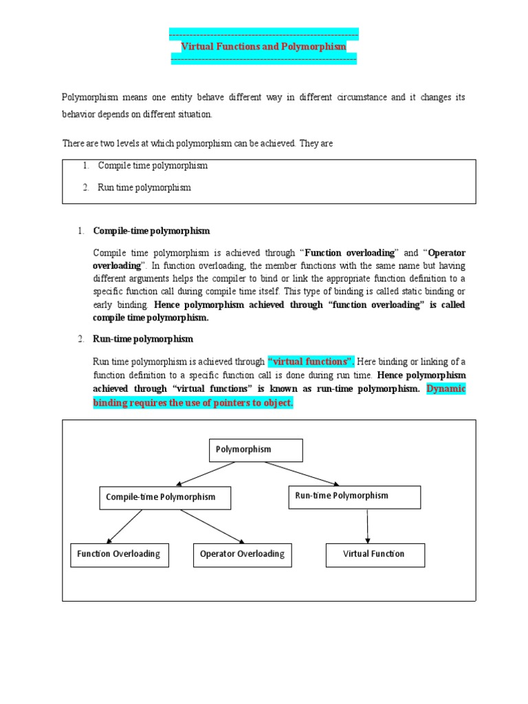 Virtual Function and Polymorphism | PDF | Inheritance (Object Oriented Programming) | Class ...