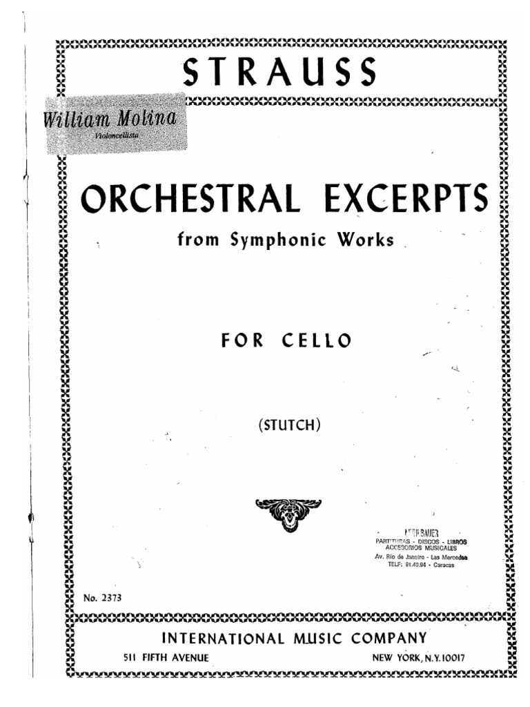 Strauss Orchestral Excerpts From Symphonic Works For Cello | PDF