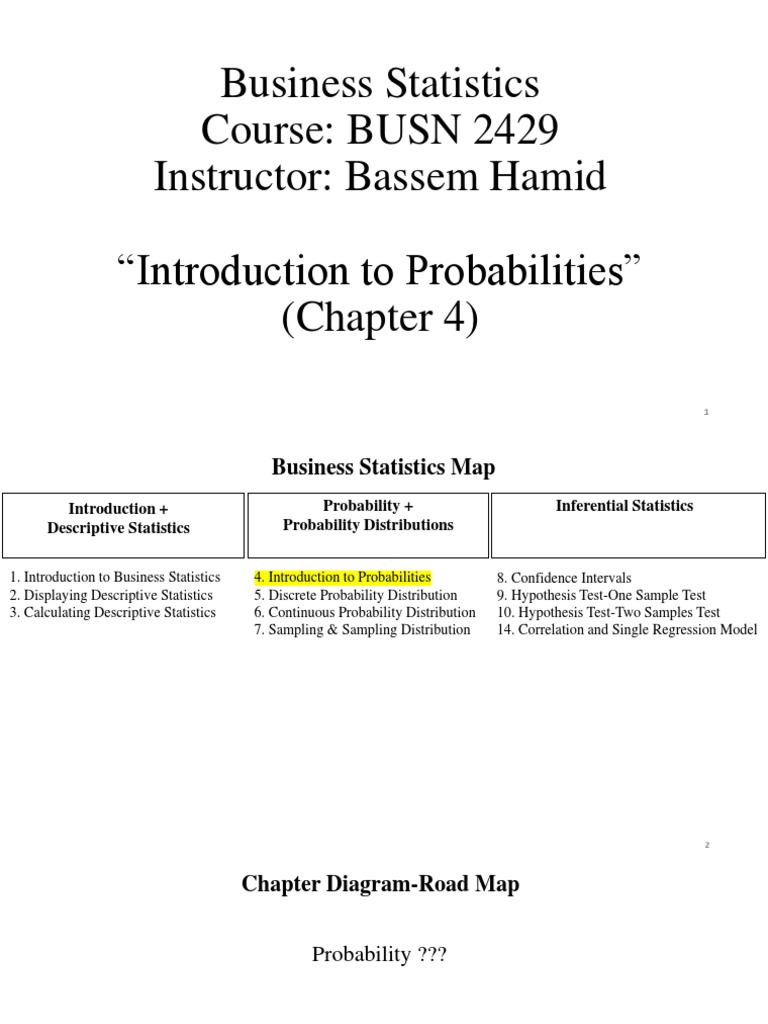 BUSN 2429 Chapter 4 Introduction To Probabilities - S | PDF | Statistics | Probability
