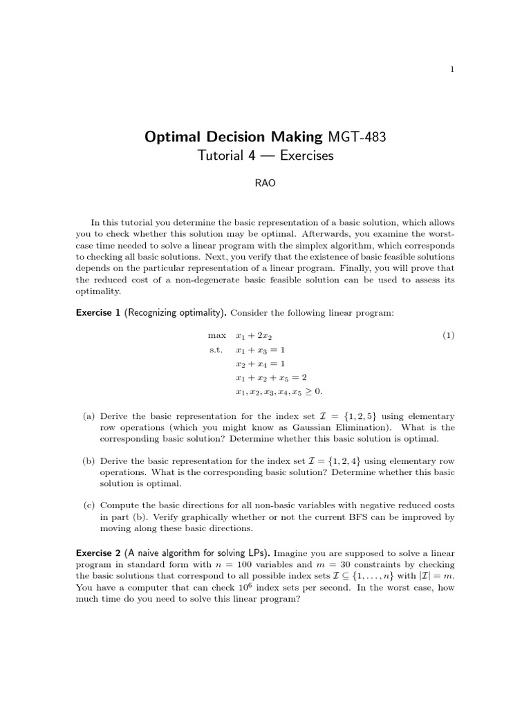 ODM2022 Tutorial-4 | PDF | Linear Programming | Mathematics Of Computing