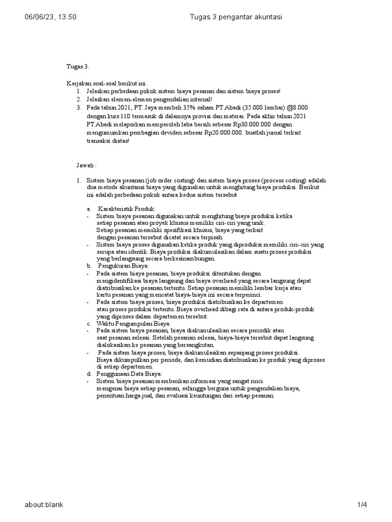 Tugas 3 Pengantar Akuntansi | PDF