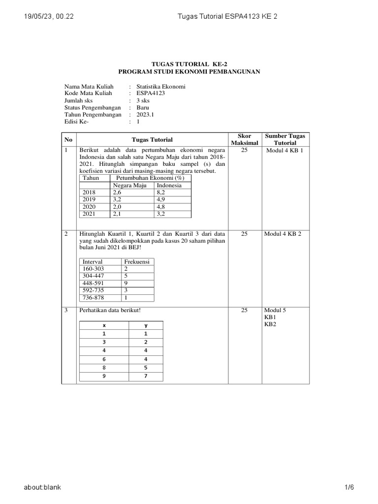 Tugas 2 Statistika Ekonomi | PDF