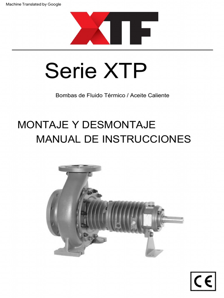 XTP ensamble bombas aceite termico español | PDF | Rodamiento (Mecánico) | Bomba