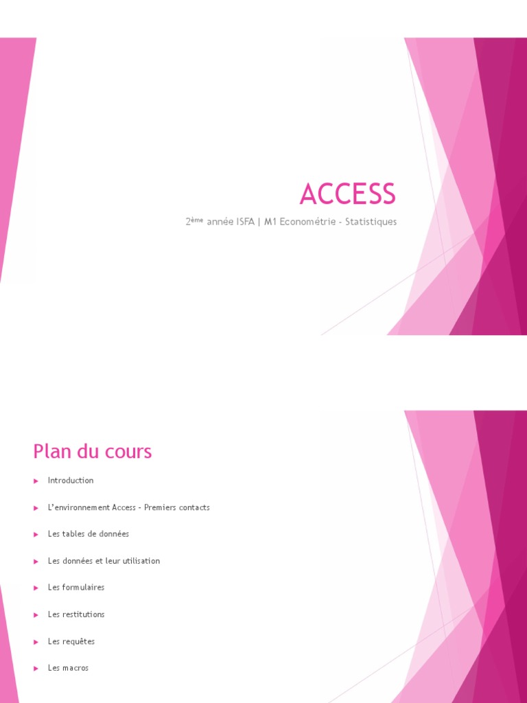 Support Cours Access Au 04.11.2020 | PDF | Technologie et ingénierie
