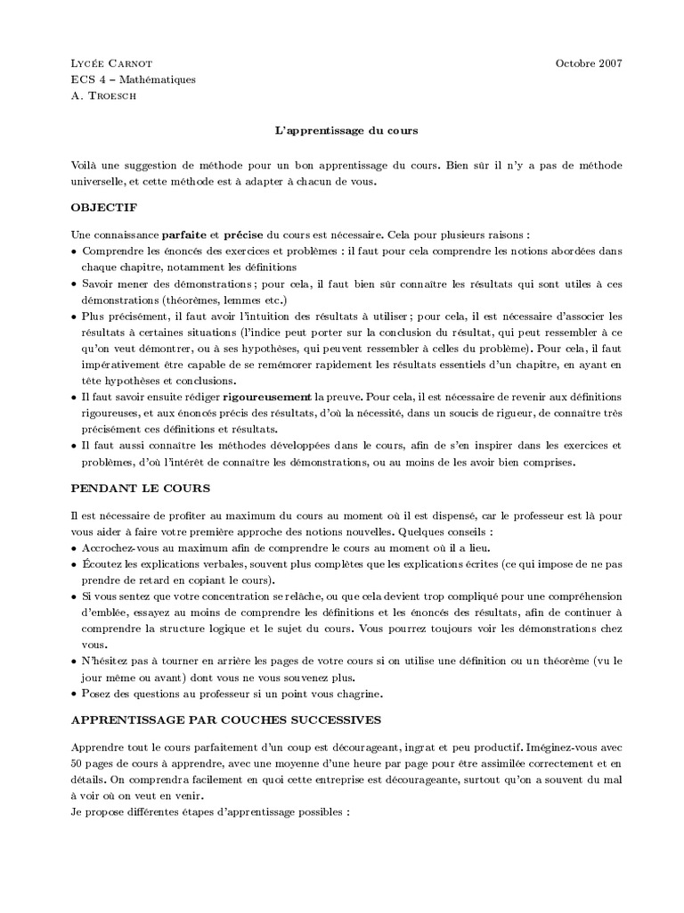 Alain Troesch Techniques D'apprentissage | PDF