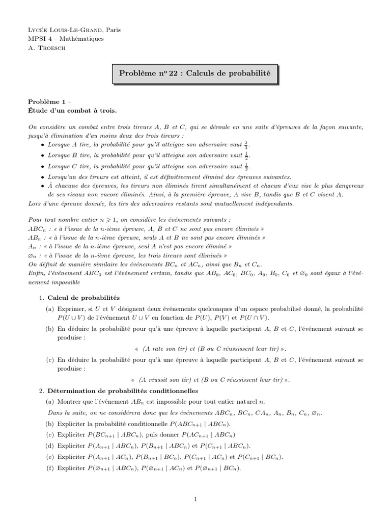 Alain Troesch Sujet 22 | PDF