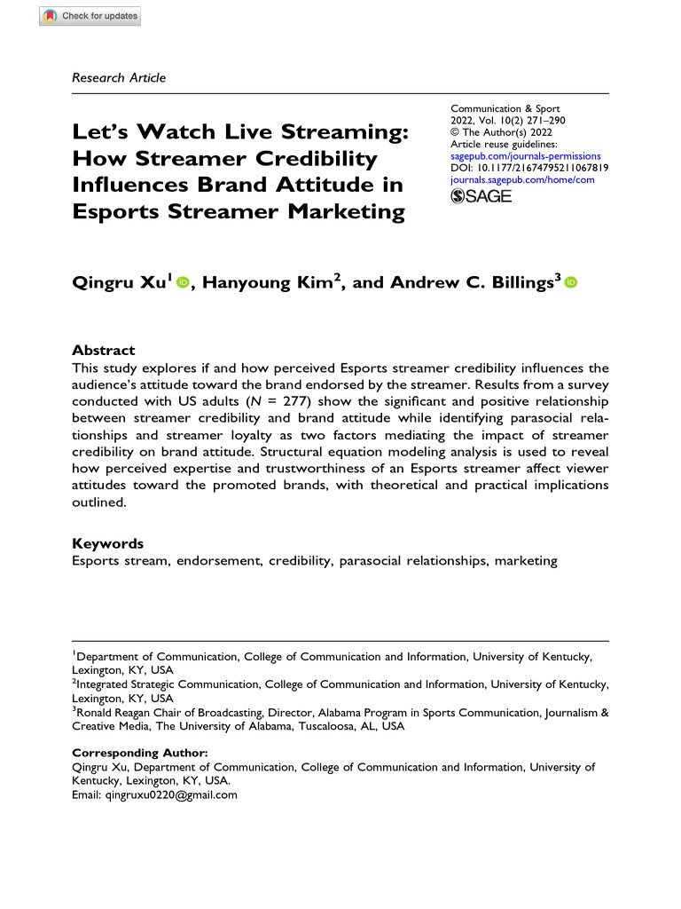Xu Et Al 2022 Let S Watch Live Streaming How Streamer Credibility ...