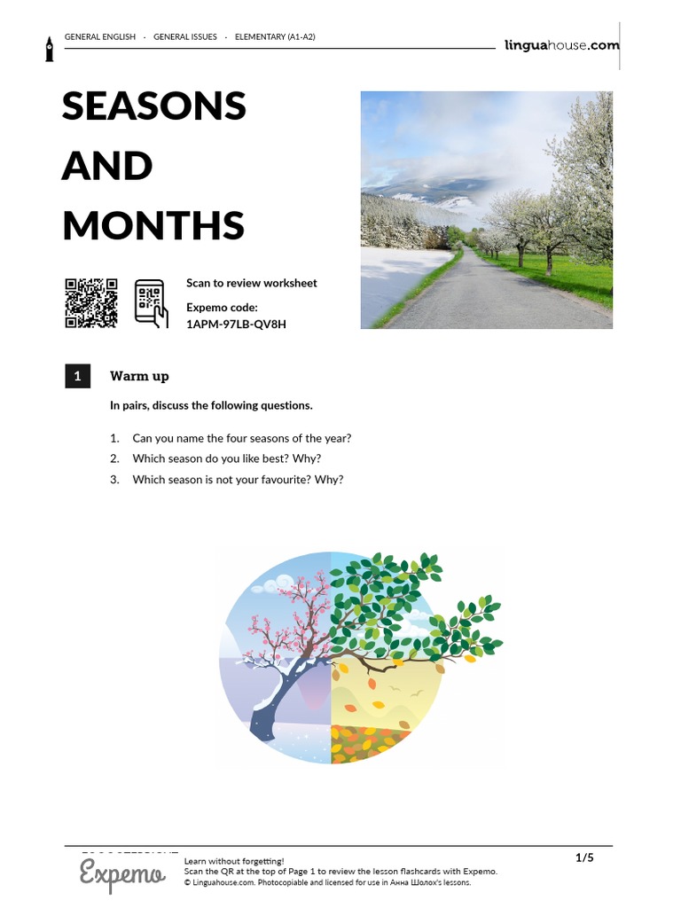 Seasons and Months British English Student | PDF