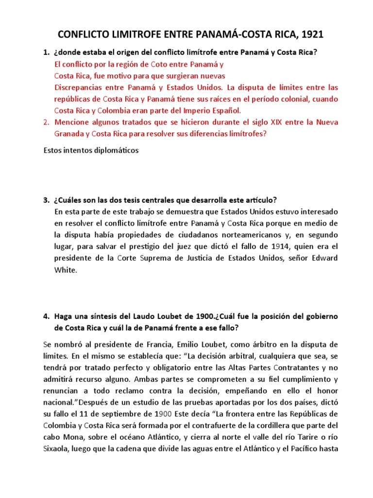 Conflicto Limitrofe Entre Panamá | PDF