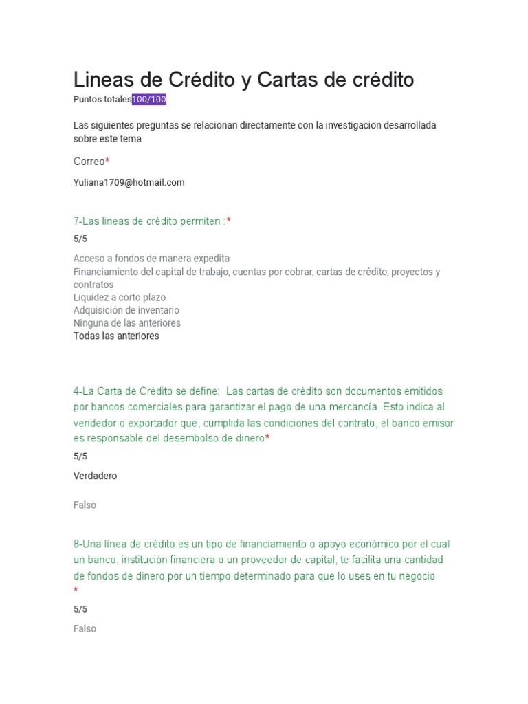 Lineas de Crédito y Cartas de Crédito - Formulario | PDF | Bancos ...