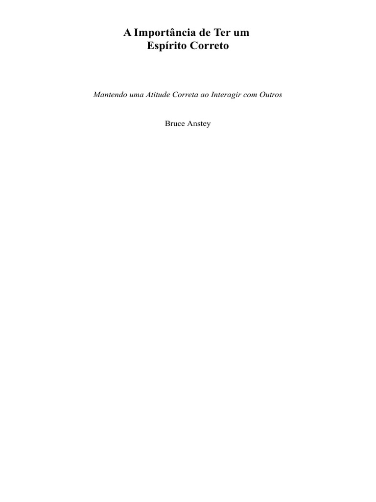 A Importância de Ter Um Espírito Correto | PDF A Importância de Ter Um Espírito Correto | PDF