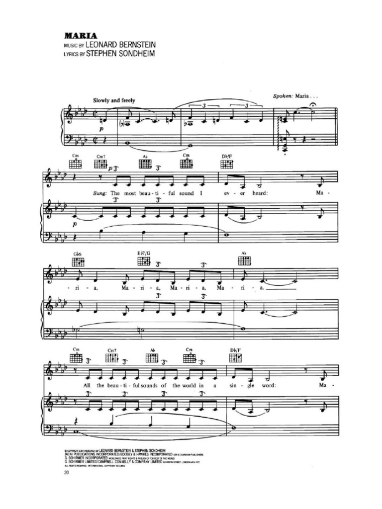 quot Maria" Sheet Music (West Side Story) | PDF