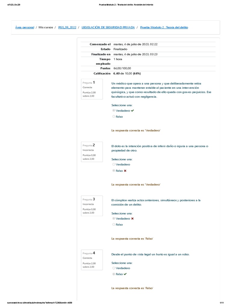 Prueba Modulo 2 - Teoria Del Delito - Revisión Del Intento | PDF