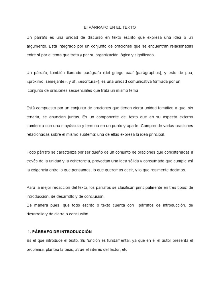 Clases y Tipos de Párrafos | PDF | Estudios de idiomas extranjeros