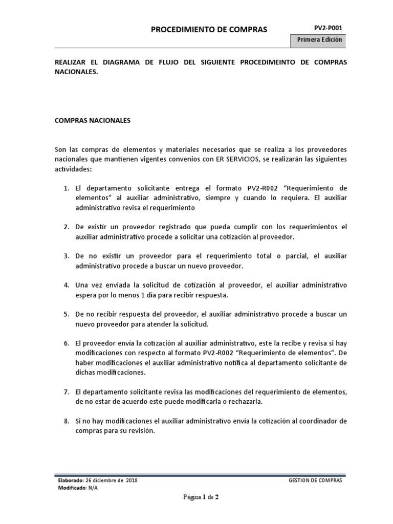 Procedimiento de Compras | PDF