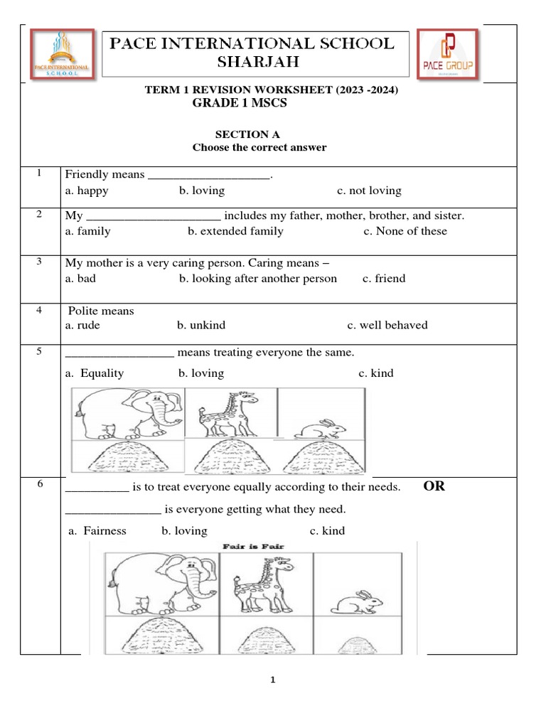 GR 1 Mscs Term 1 Revision Worksheet | PDF