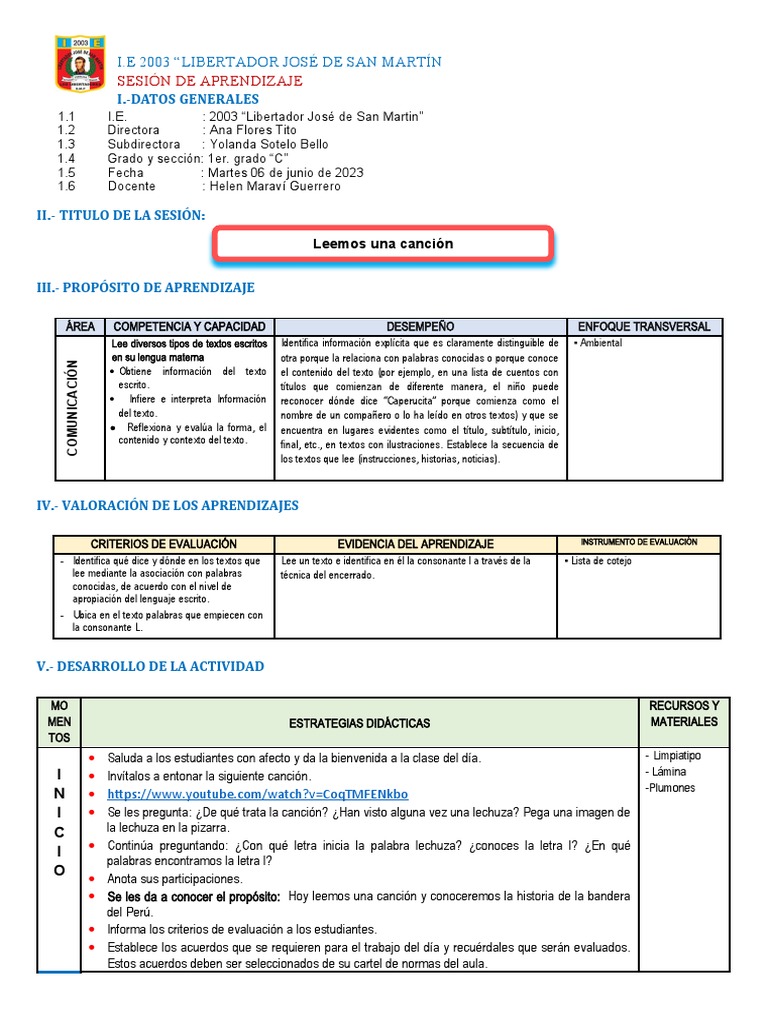 Comunicación Primer Grado Pdf Evaluación Aprendizaje