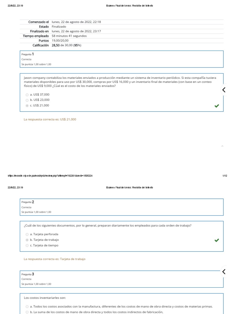 Examen Final Del Curso - Revisión Del Intento | PDF | Costo | Inventario
