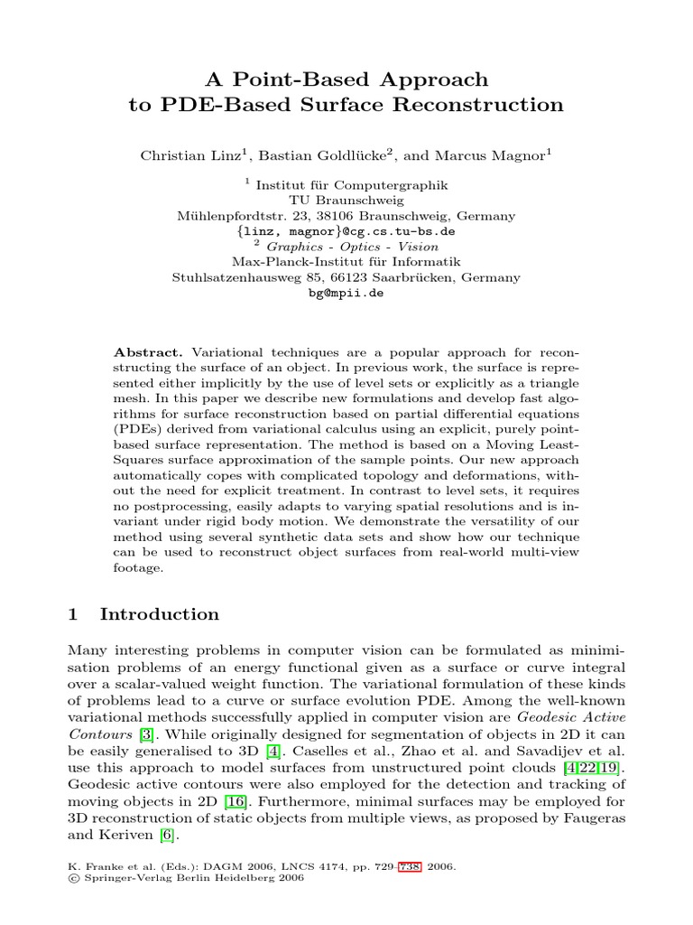 A Point-Based Approach To PDE-Based Surface Reconstruction | PDF | Partial Differential Equation ...