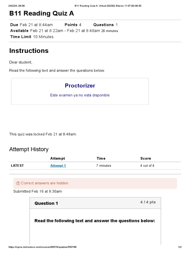 B11 Reading Quiz A Overview | PDF