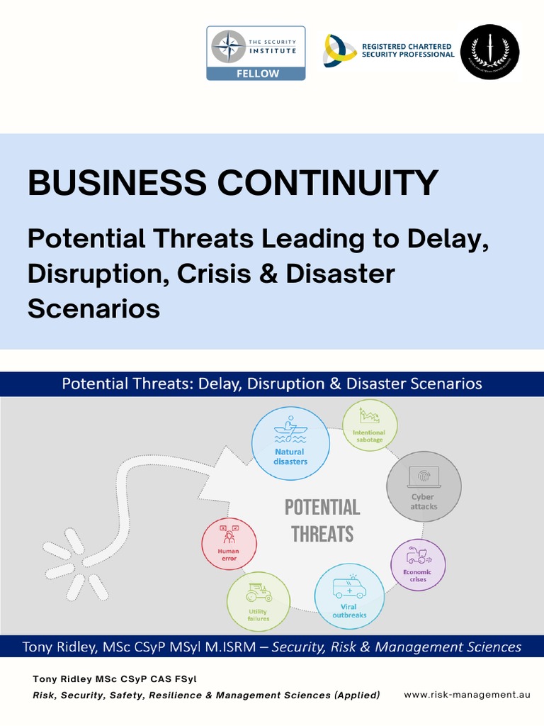 Business Continuity - Threats, Risk, Security & Resilience | PDF | Risk ...