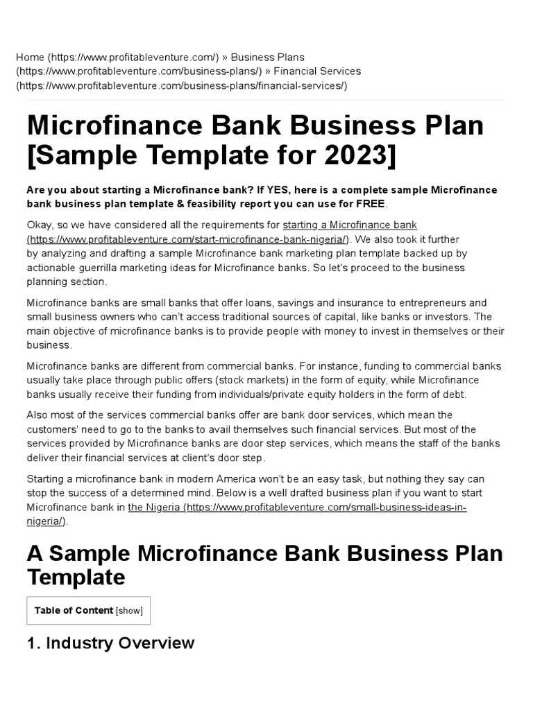 Microfinance Bank Startup Guide | PDF | Business
