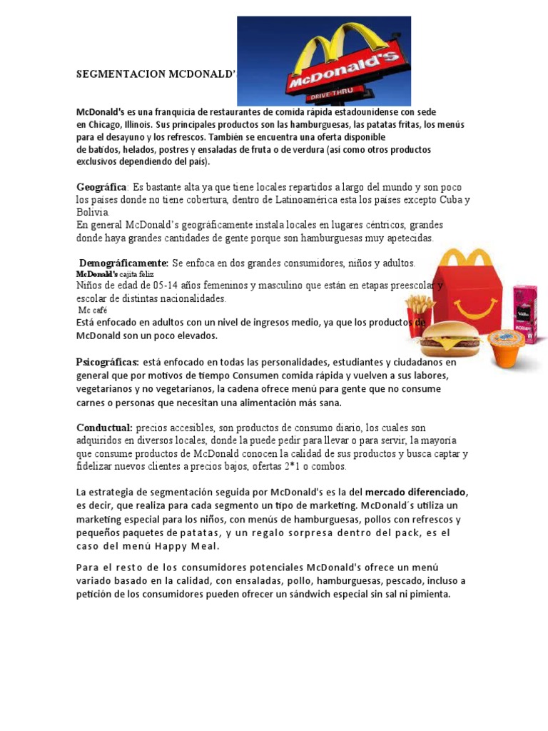SEGMENTACION MCDONALD | PDF