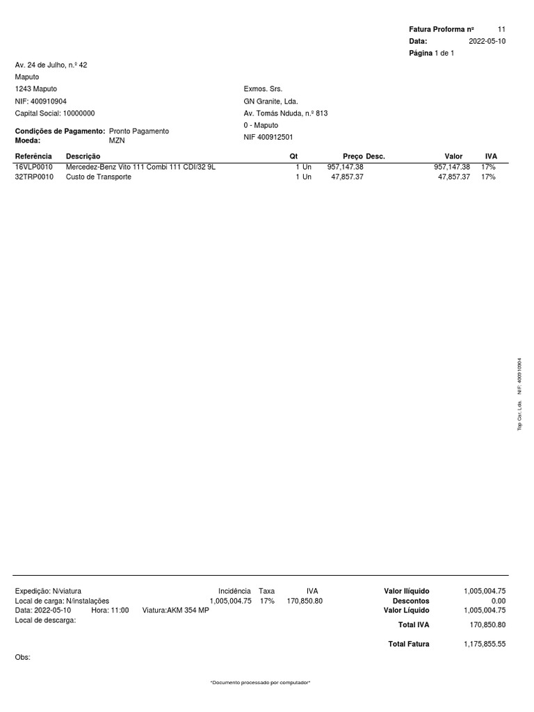 Factura Proforma 11 Portal | PDF