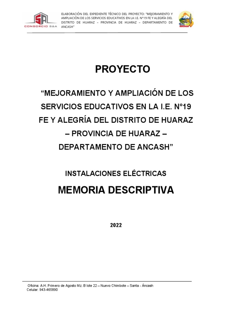 Memoria Descriptiva Instalaciones Electricas | PDF | Diodo emisor de luz | Equipo eléctrico