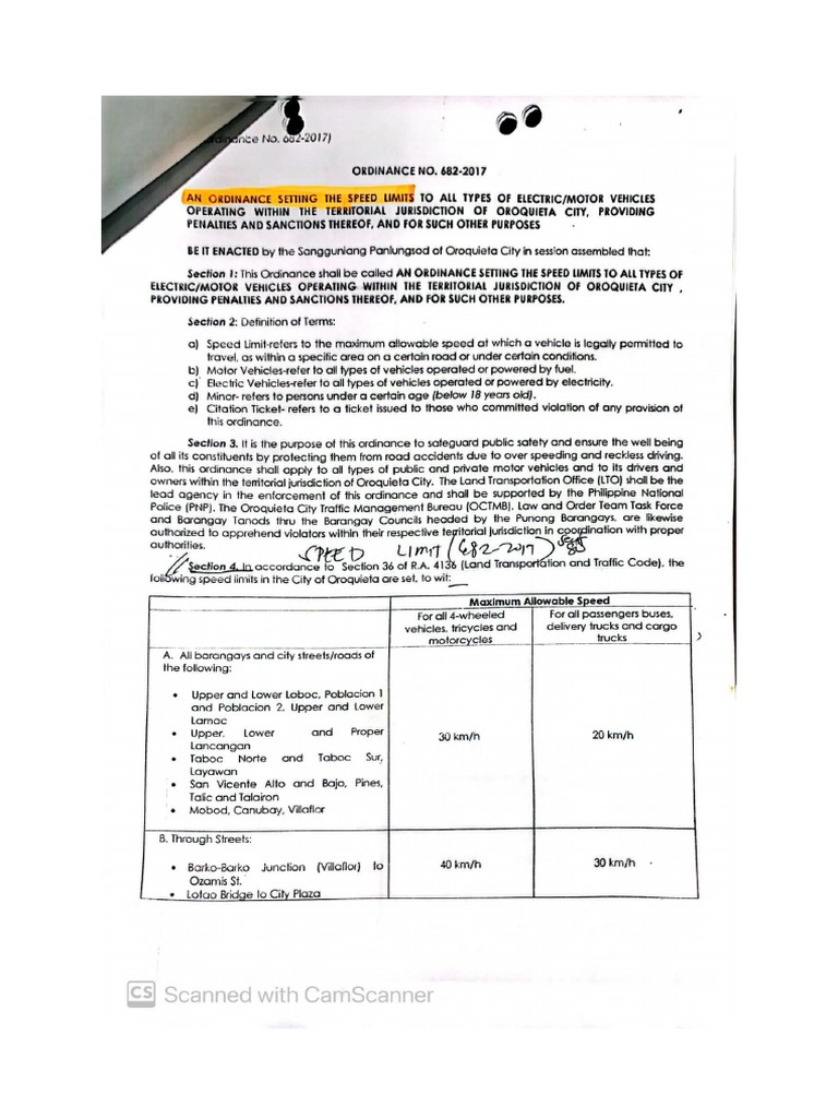 Ord. No. 682 2017 Speed Limit | PDF