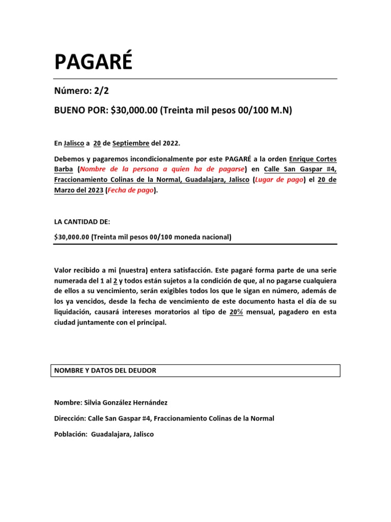 Pagaré por $30,000 en Jalisco | PDF | Derecho