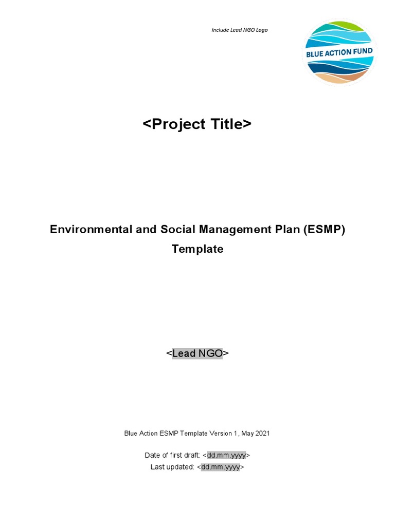 Environmental and Social Management Plan Template | PDF | Risk ...