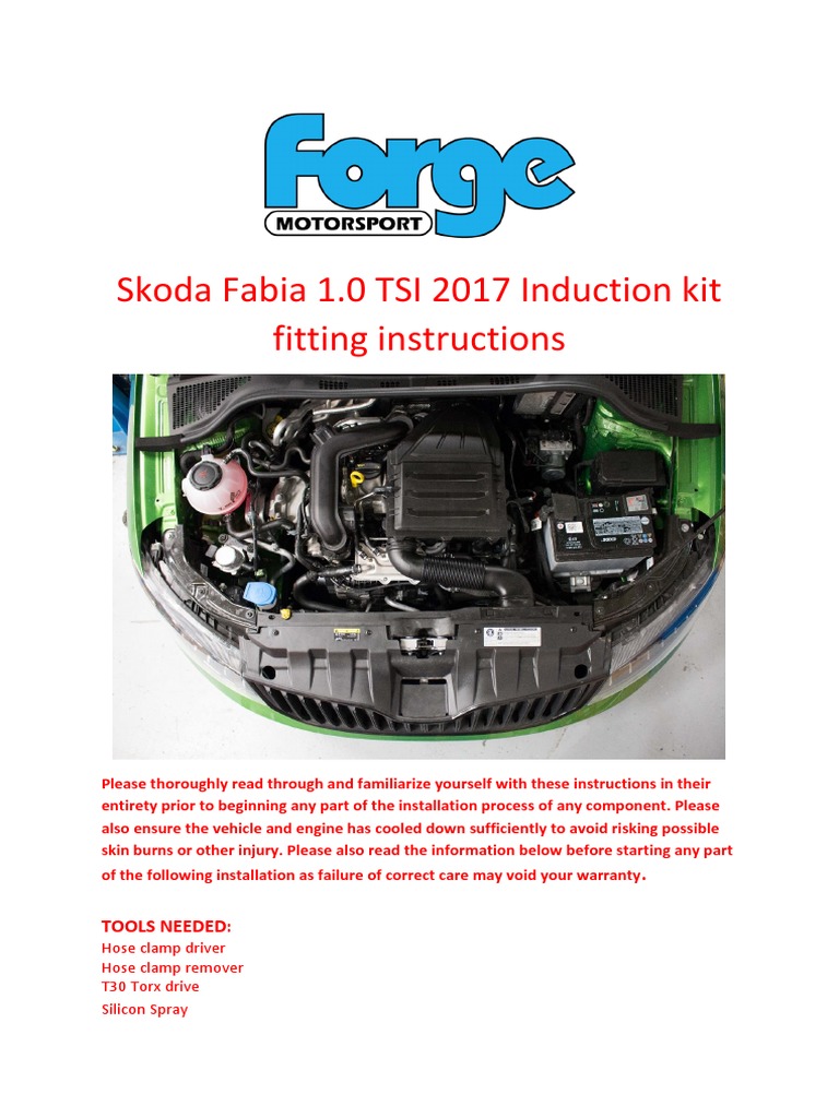 Skoda Fabia 1.0 TSI Induction Kit Guide | PDF