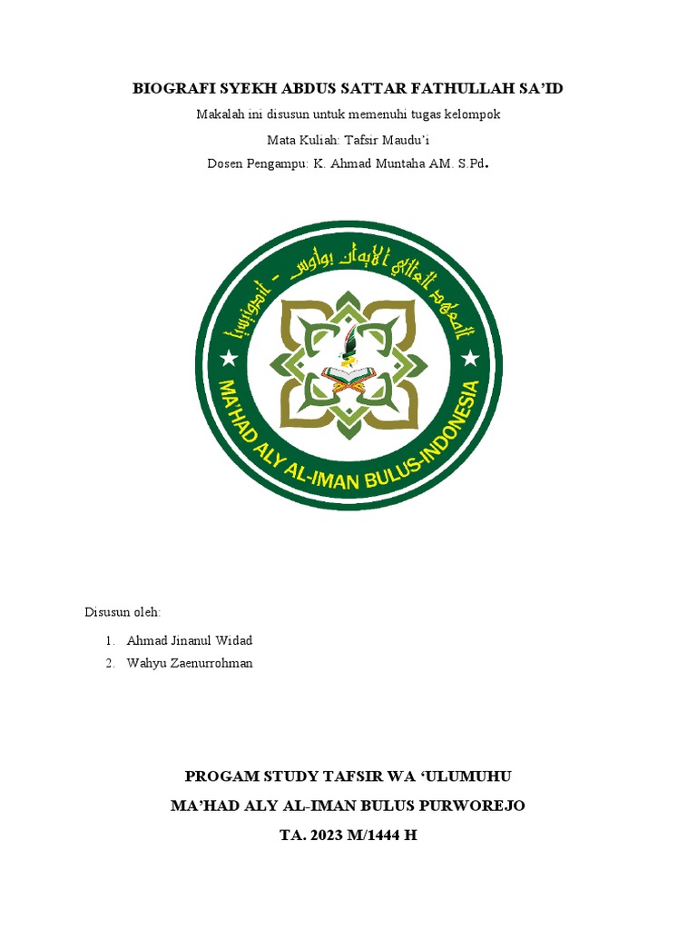 Biografi Syekh Abdus Sattar Fathullah Sa | PDF