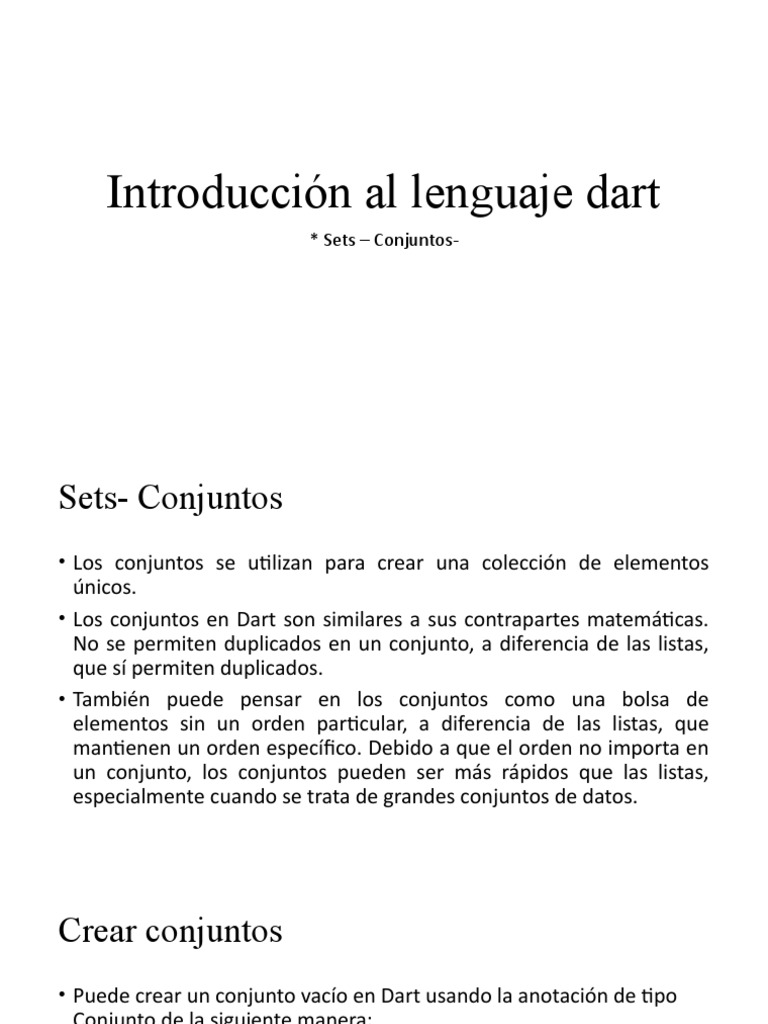 Introducción Al Lenguaje Dart | PDF | Conjunto (Matemáticas) | Lenguaje ... Introducción Al Lenguaje Dart | PDF | Conjunto (Matemáticas) | Lenguaje ...