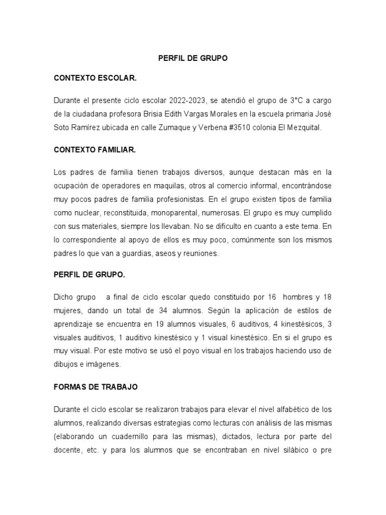 Perfil de Grupo | PDF