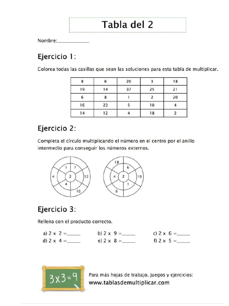 Cuadernillo Tablas de Multiplicar | PDF