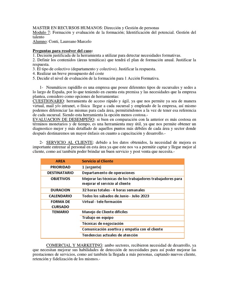 Caso Neumaticos Rapidillo | PDF | Marketing | Evaluación