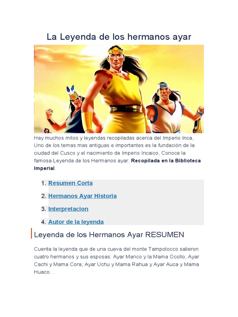 La Leyenda de Los Hermanos Ayar | PDF | Clásicos