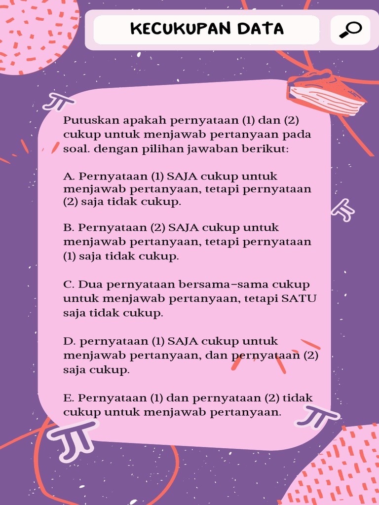 Soal Kecukupan Data By. Ahbi Mahdianing Rum | PDF