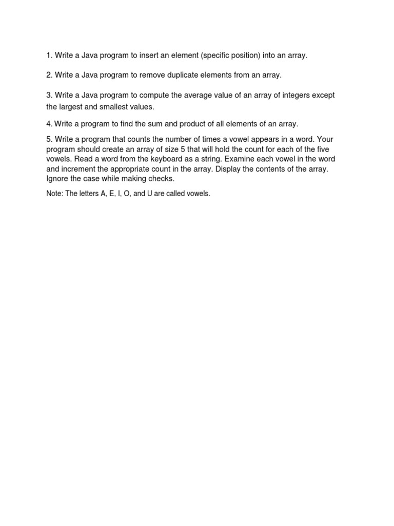 Arrays Assignment Pdf