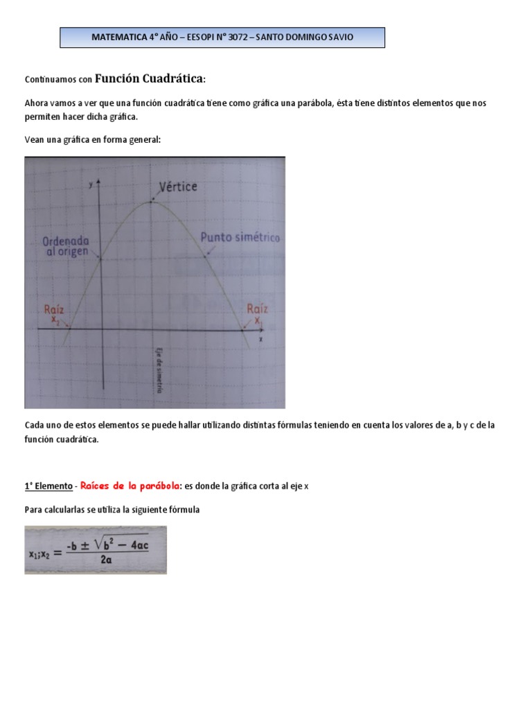 5° Clase - Elementos de La Función Cuadrática | PDF