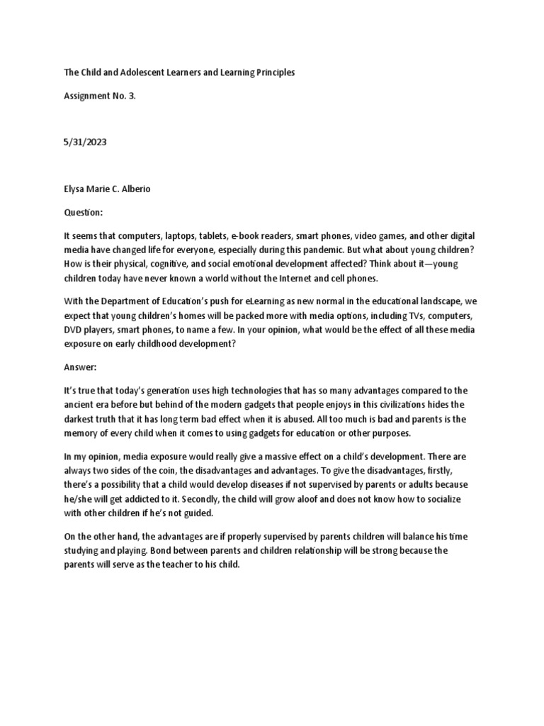 ASSIGNMENT 3 (ECD) | PDF