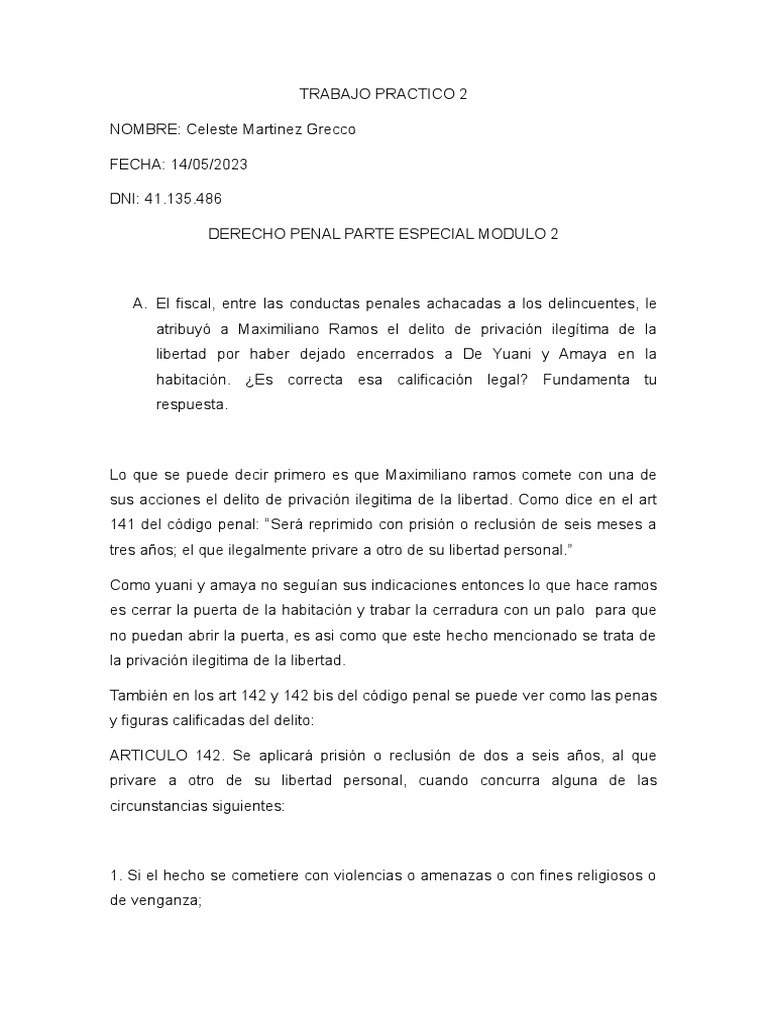 Trabajo Practico 2 | PDF | Violación | Derecho penal