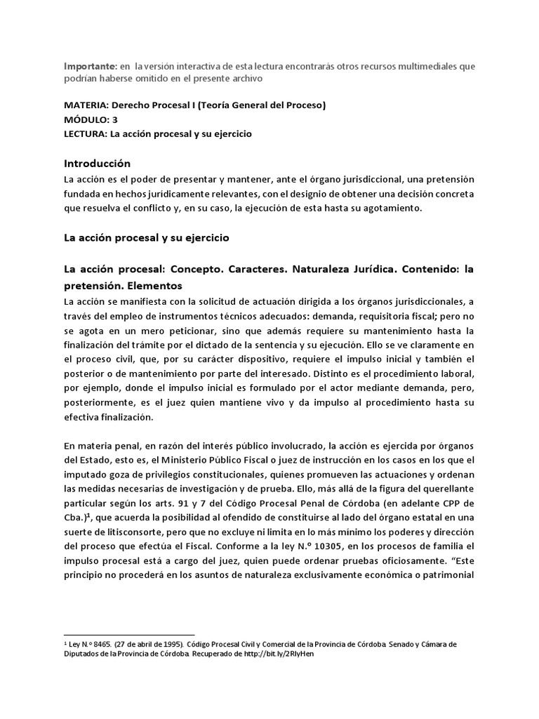 La Acción Procesal y Su Ejercicio | PDF