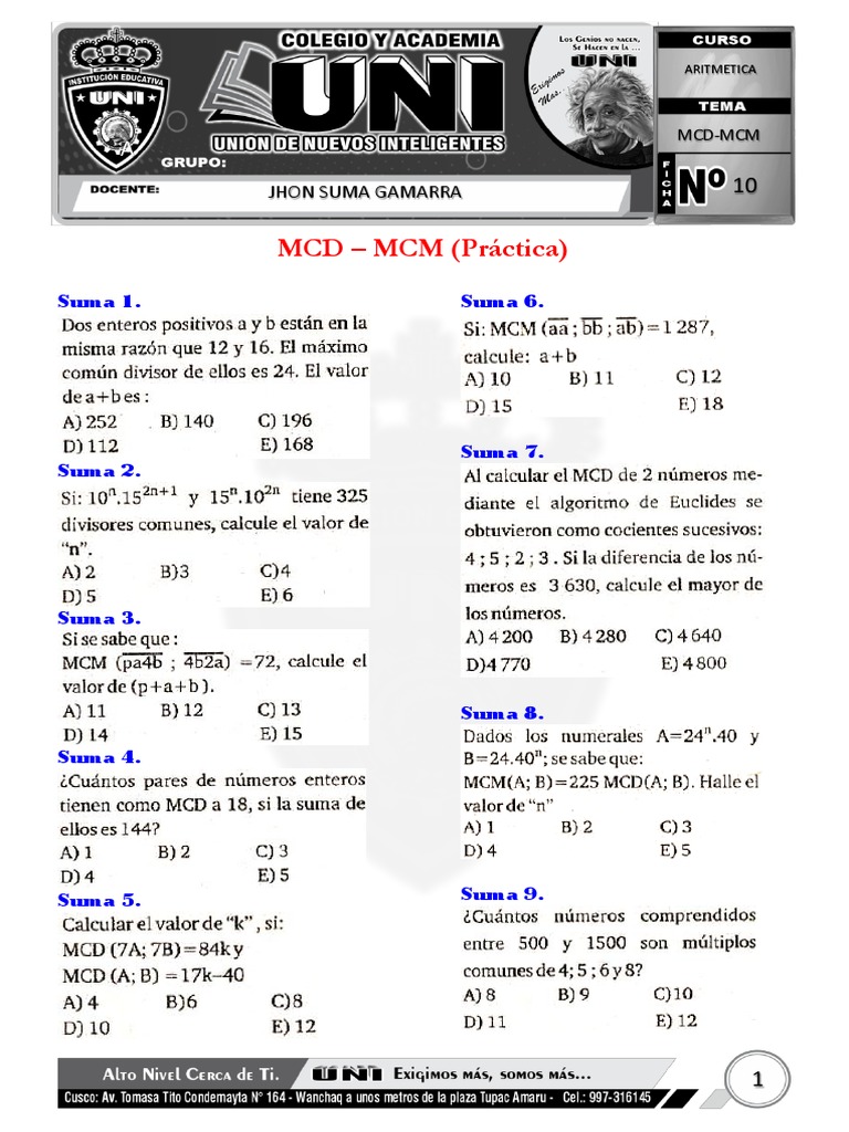 MCD - MCM Practica | PDF